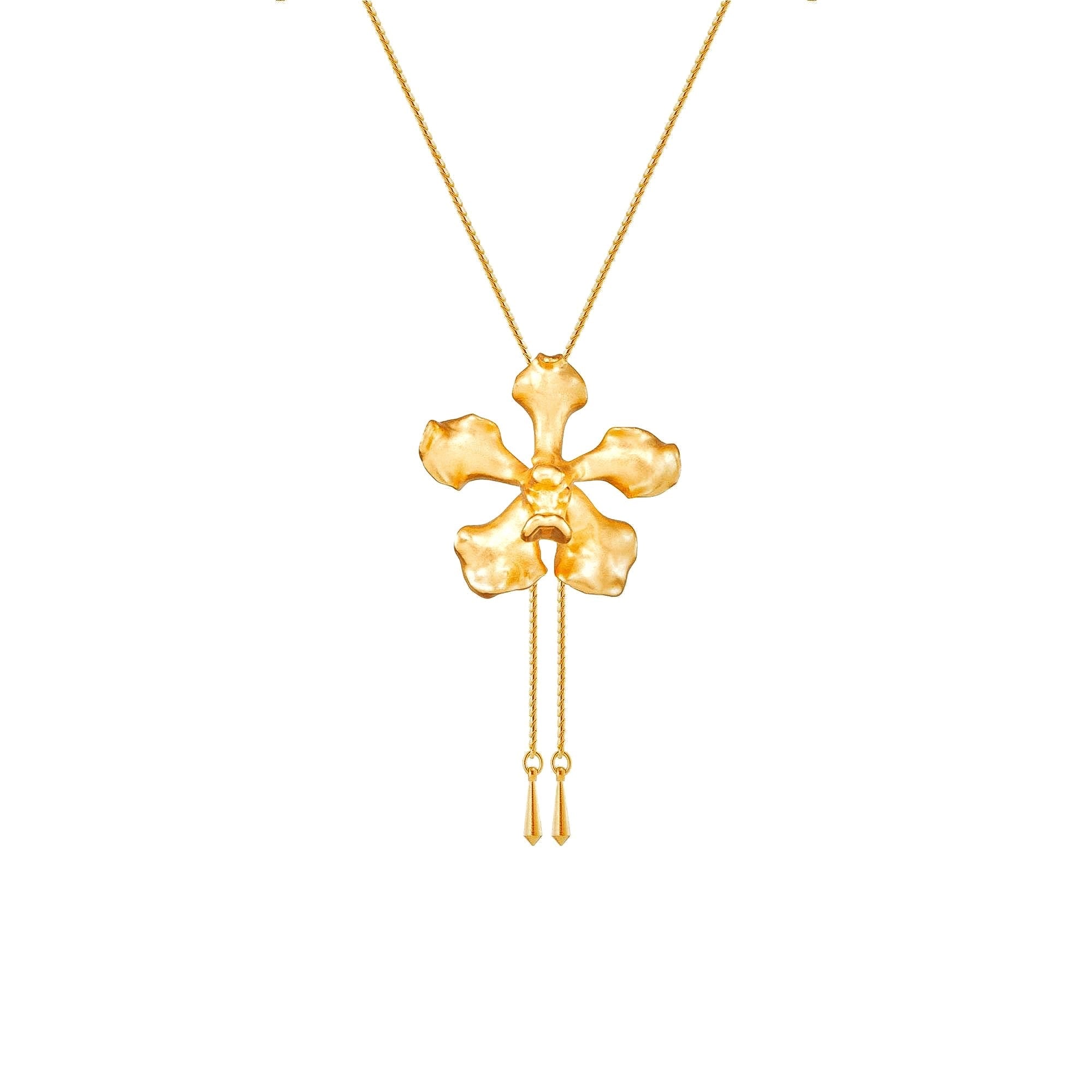 Vanda Wee Kim Lian Orchid Long Slider Necklace in Gold - RISIS